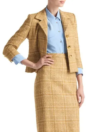 St. John Tonal Soft Check Tweed Jacket