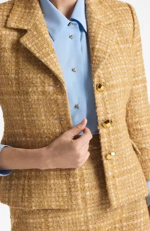 St. John Tonal Soft Check Tweed Jacket