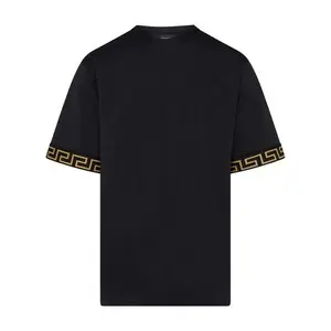 Versace Greca Border T-Shirt - A80g_black_gold_greek_key