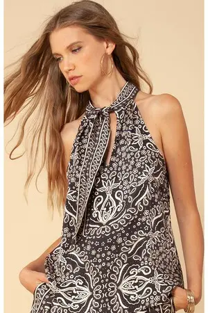 Hale Bob Halle Scarf Neck Top Black