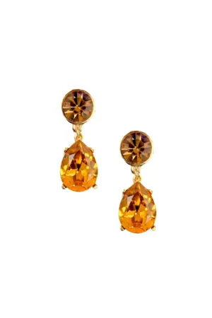 KENNETH JAY LANE Topaz Teardrop Pierced Earrings - Gold