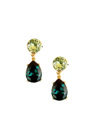 KENNETH JAY LANE Peridot & Emerald Teardrop Earrings - Natural