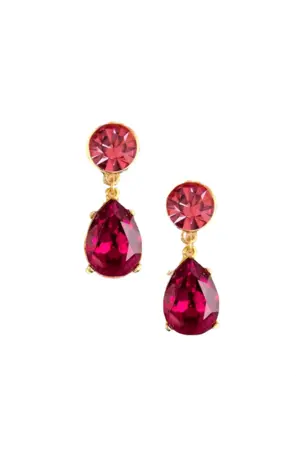 KENNETH JAY LANE Rose & Ruby Teardrop Pierced Earring - Natural