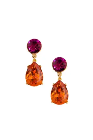 KENNETH JAY LANE Kenneth Jay Lane Fuchsia And Padparadscha Stone Teardrop Earrings Fuchsia