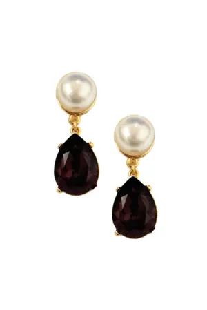 KENNETH JAY LANE Pearl And Amethyst Drop Earrings - Lime