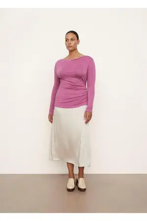 Vince Long Sleeve Draped-neck Top