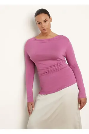 Vince Long Sleeve Draped-neck Top
