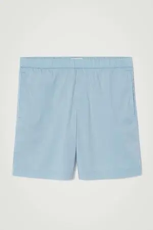 Cos Elasticated Cotton-blend Shorts - Blue