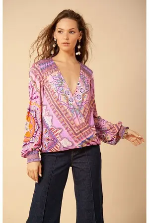 Hale Bob Hale Bob Zyana Jersey Wrap Top - Pink