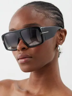 TOM FORD Tom Ford Eyewear - Raven Oversized D-frame Acetate Sunglasses - Womens - Black Grey - Black Grey