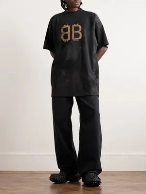 Balenciaga Oversized Logo-print Cotton-jersey T-shirt