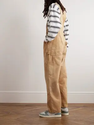 SAINT MXXXXXX Logo-appliquéd Distressed Cotton-canvas Overalls