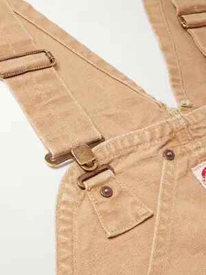 SAINT MXXXXXX Logo-appliquéd Distressed Cotton-canvas Overalls