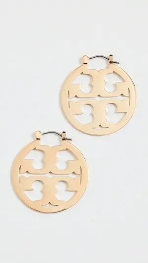 Tory Burch Small Icon Hoop Earrings - Tory Gold