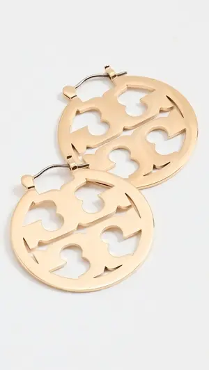 Tory Burch Small Icon Hoop Earrings - Tory Gold