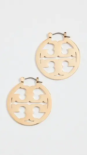 Tory Burch Small Icon Hoop Earrings - Tory Gold