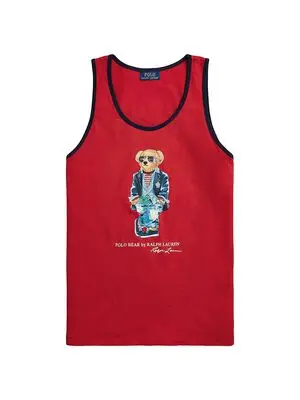 Ralph Lauren Men's Bear Logo Tank Top - Red Bear  - Red Bear