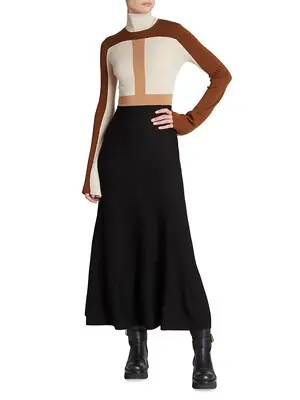 Chloé Colorblock Intarsia Wool Maxi Dress