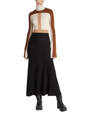 Chloé Colorblock Intarsia Wool Maxi Dress