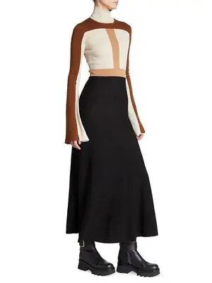 Chloé Colorblock Intarsia Wool Maxi Dress