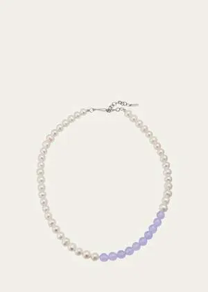 Completedworks Lilac Jade And Pearl Beaded Necklace - Lavender Multi