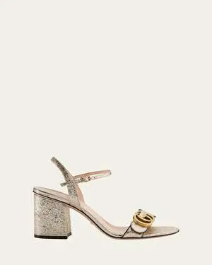 Gucci Gucci Marmont Metallic High-Heel Sandals - Gold