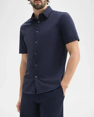 Theory Apos;s Irving Short Sleeve Shirt In Structure Knit - Eclipse