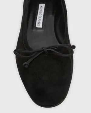 MANOLO BLAHNIK Manolo Blahnik Veralli Suede Ballerina Flats