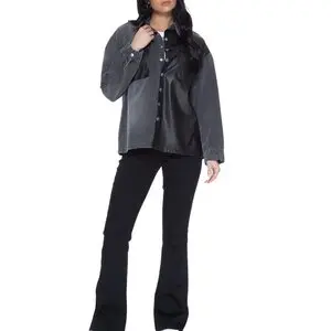 BLUE REVIVAL Unreal Leather & Denim Shacket - Nashville/black Black