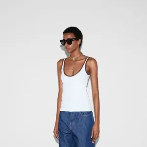 Gucci Cotton Rib Tank Top With Web - White