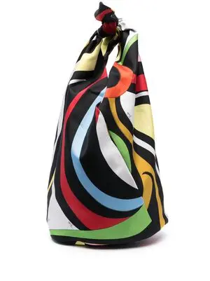 Emilio Pucci Marmo-print Silk Bucket Bag - Black