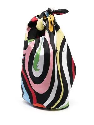 Emilio Pucci Marmo Print Silk Bucket Bag