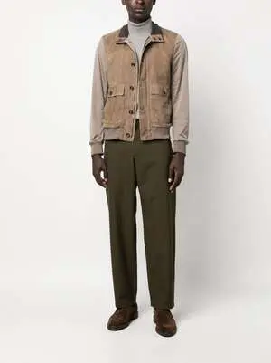 MOORER Kant-kmu Suede Bomber Jacket - Neutrals