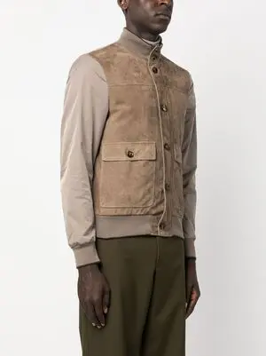 MOORER Kant-kmu Suede Bomber Jacket - Neutrals