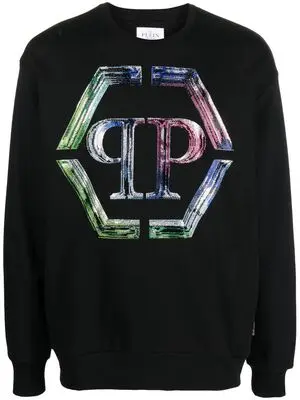 Philipp Plein Logo-print Long-sleeved Sweatshirt - Black