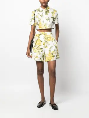 Erdem Floral-print Cotton Shorts