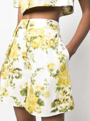 Erdem Floral-print Cotton Shorts