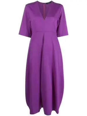 Short Sleeve V Neck Midi Dress