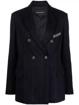 Fabiana Filippi Stripe-detail Double-breasted Blazer - Blue