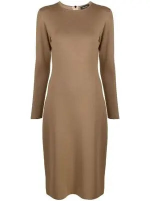 Fabiana Filippi Long-sleeve Knitted Wool Dress - Brown