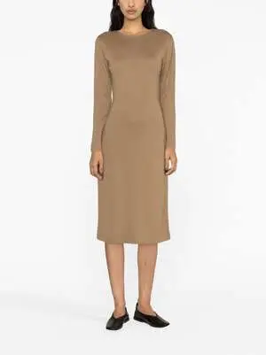 Fabiana Filippi Long-sleeve Knitted Wool Dress - Brown