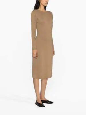 Fabiana Filippi Long-sleeve Knitted Wool Dress - Brown