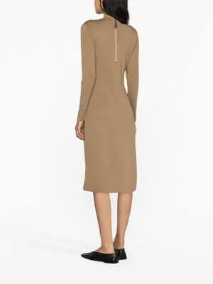 Fabiana Filippi Long-sleeve Knitted Wool Dress - Brown