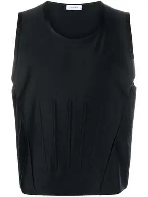 MUGLER Round-neck Sleeveless Top - Black