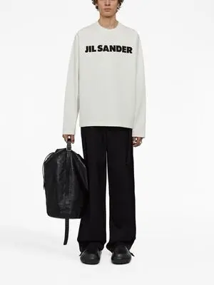 JIL SANDER Logo-print Long-sleeve Top - White