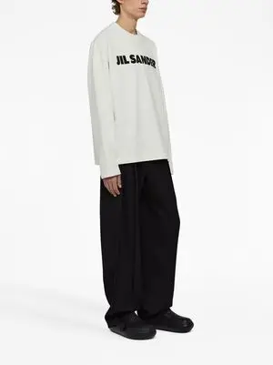 JIL SANDER Logo-print Long-sleeve Top - White