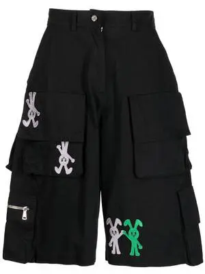 Natasha Zinko Logo-embroidered Cargo Shorts - Black