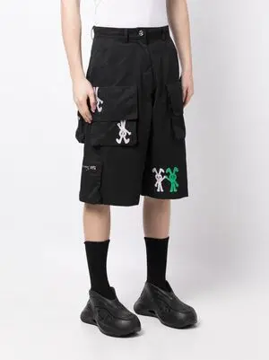Natasha Zinko Logo-embroidered Cargo Shorts - Black