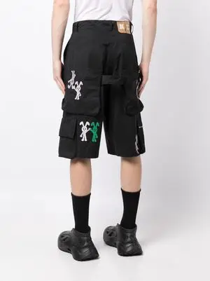 Natasha Zinko Logo-embroidered Cargo Shorts - Black