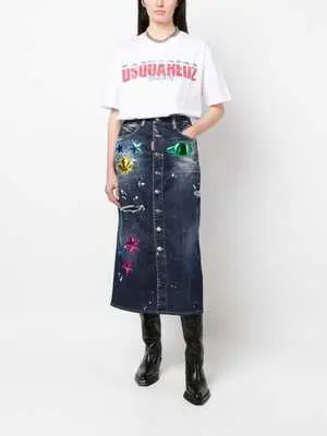 Dsquared2 Distressed Denim Skirt